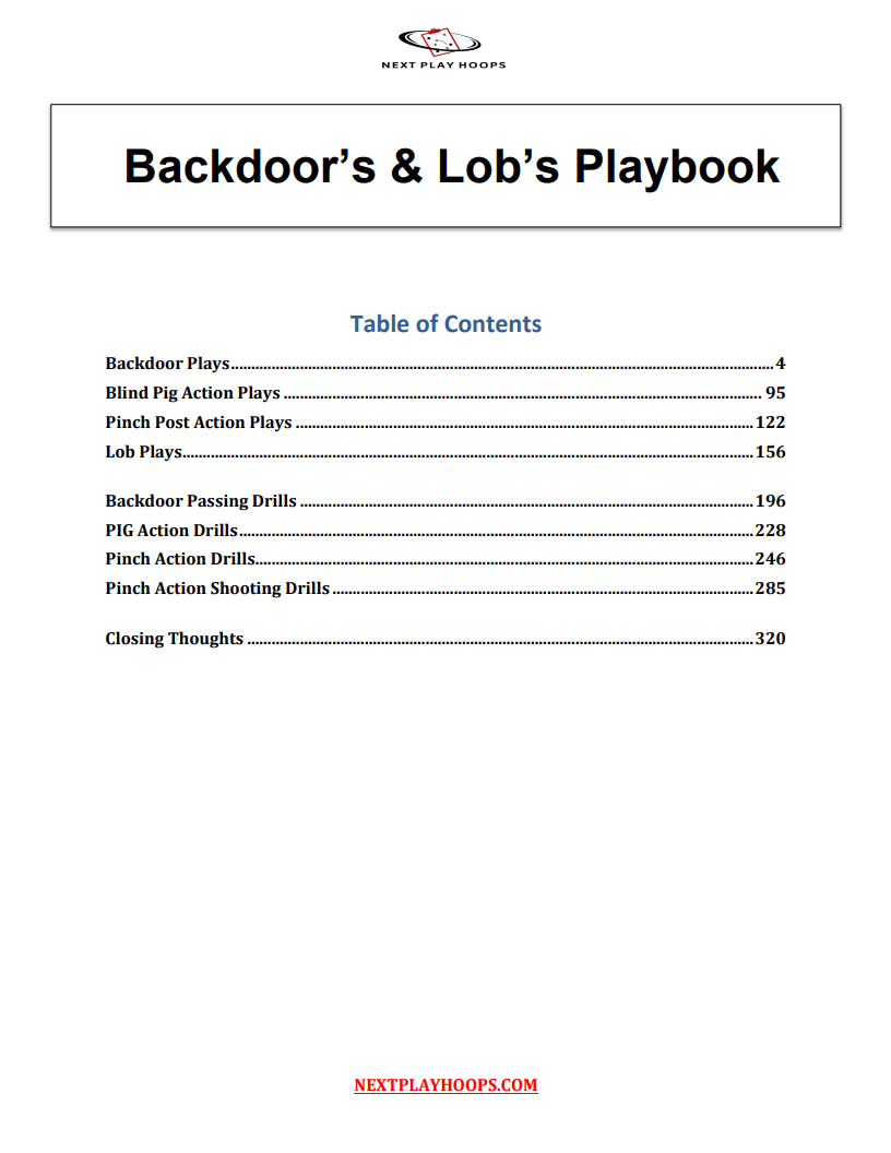 Backdoors & Lob’s Playbook - Basketball Book