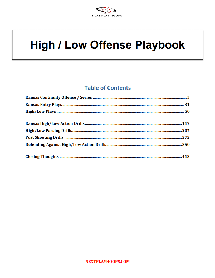 High/Low Action Playbook - Basketball Book
