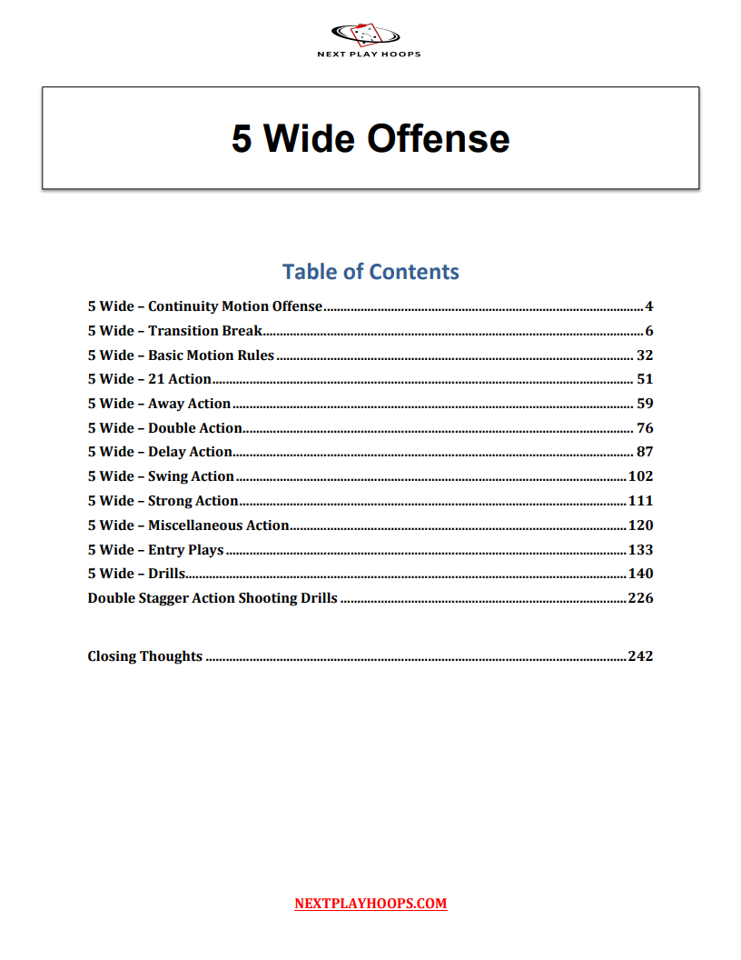 The 5 Wide Continuity Offense Playbook