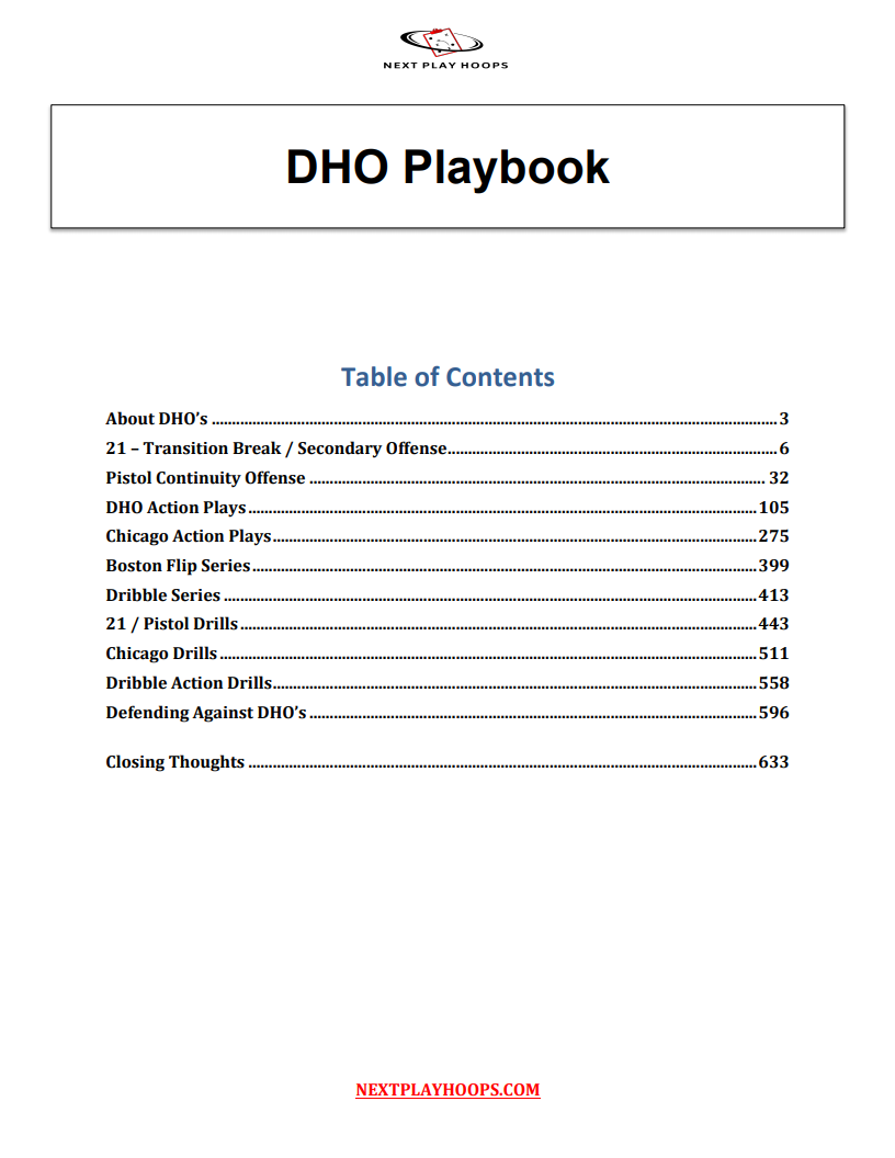 DHO Action Playbook - Basketball Book